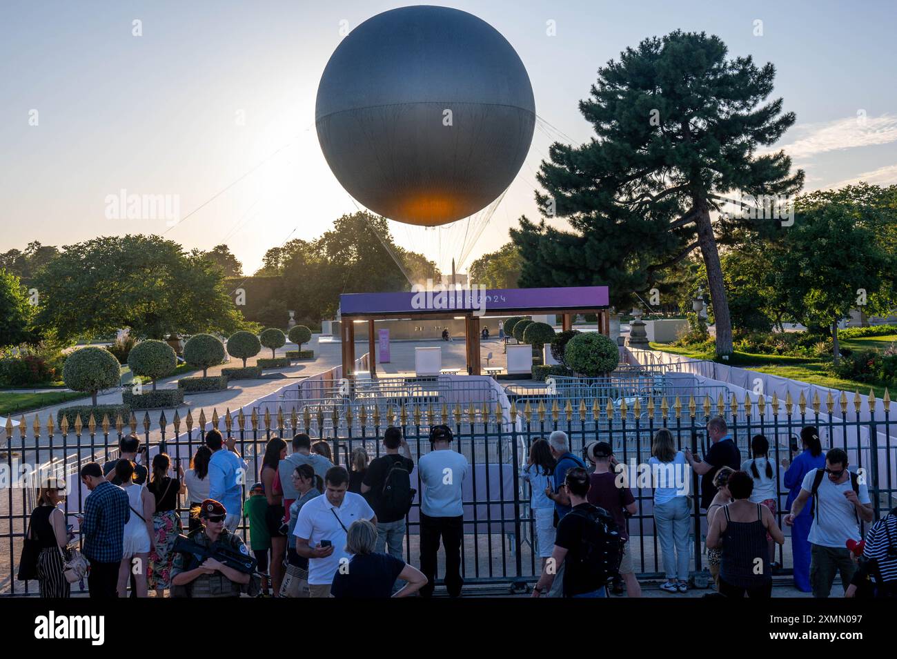 Paris, France. 28th July, 2024. View of the Olympic Cauldron at the ...