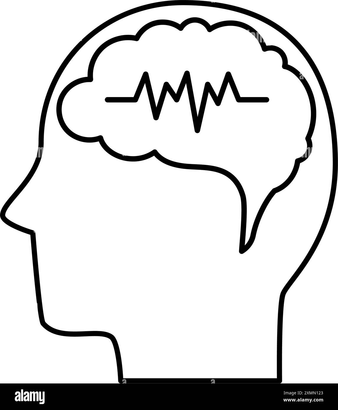 Human profile icon, brain activity, brain waves, Vector Illustration ...