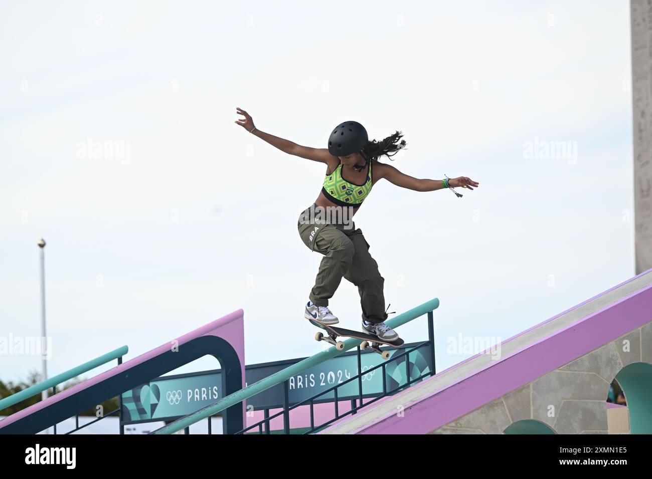 PARIS FRANCE, 28 july 2024 OLYMPICS SPORTS SKATEBOARDING Brazilian skateboarder Rayssa Leal ...