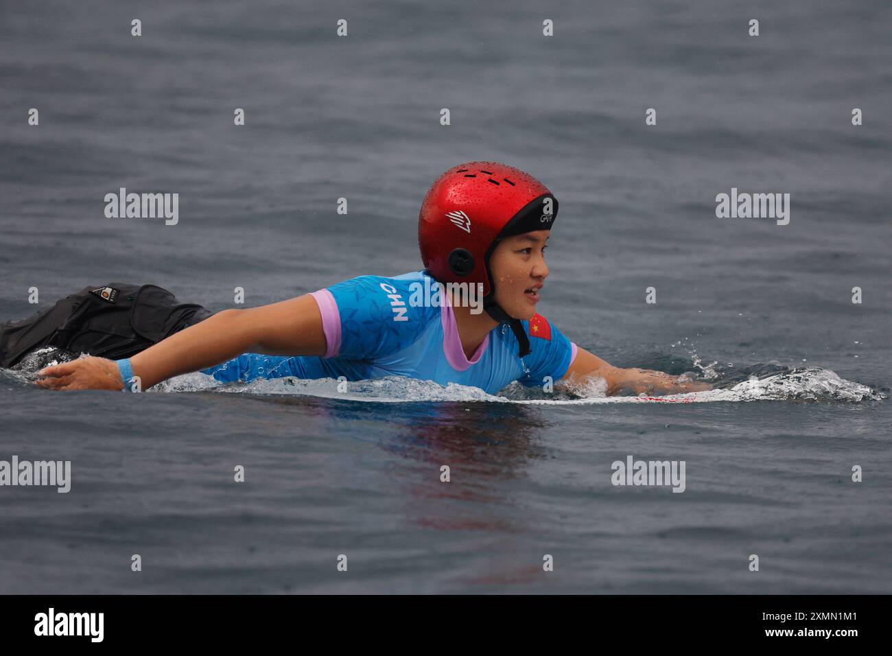 Tahiti, French Polynesia. 28th July, 2024. Yang Siqi of China reacts ...