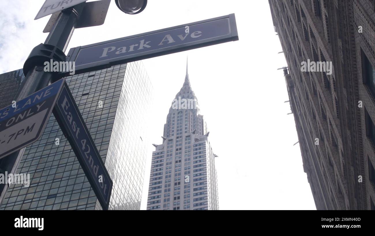New York City crossroad, 42 street intersection road sign on post ...