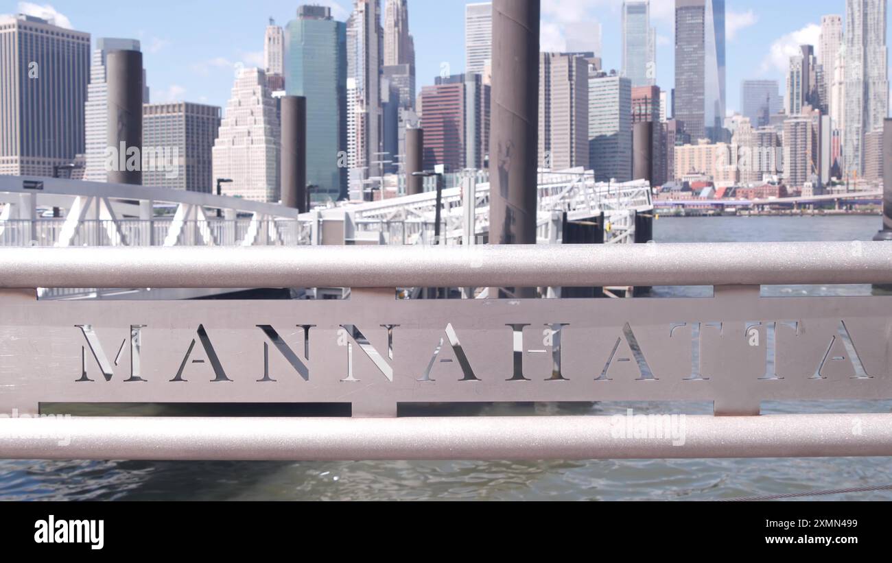 New York City Manhattan downtown skyline, financial district waterfront ...
