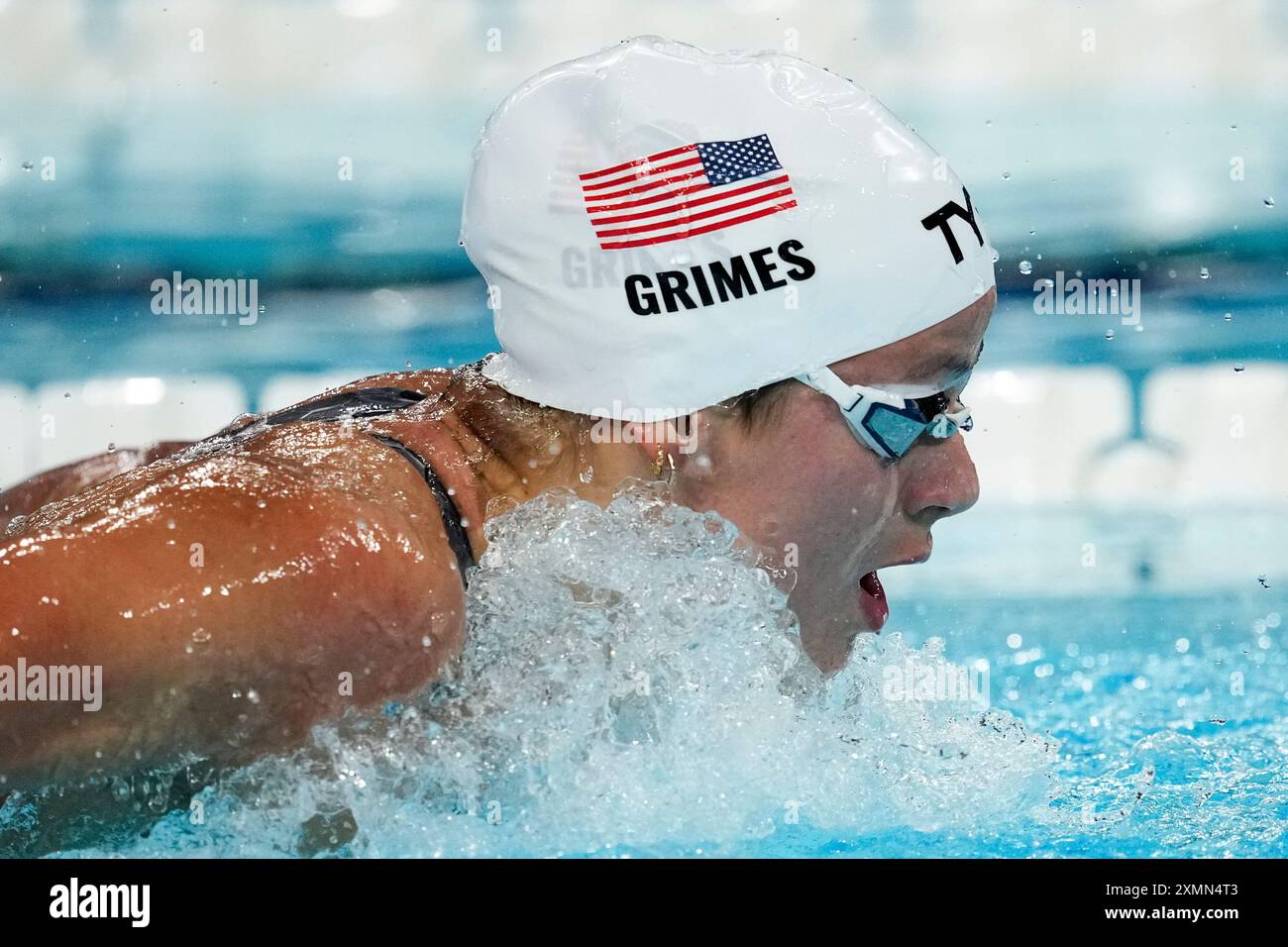 Katie Grimes, of the United States, competes during a heat in the women ...