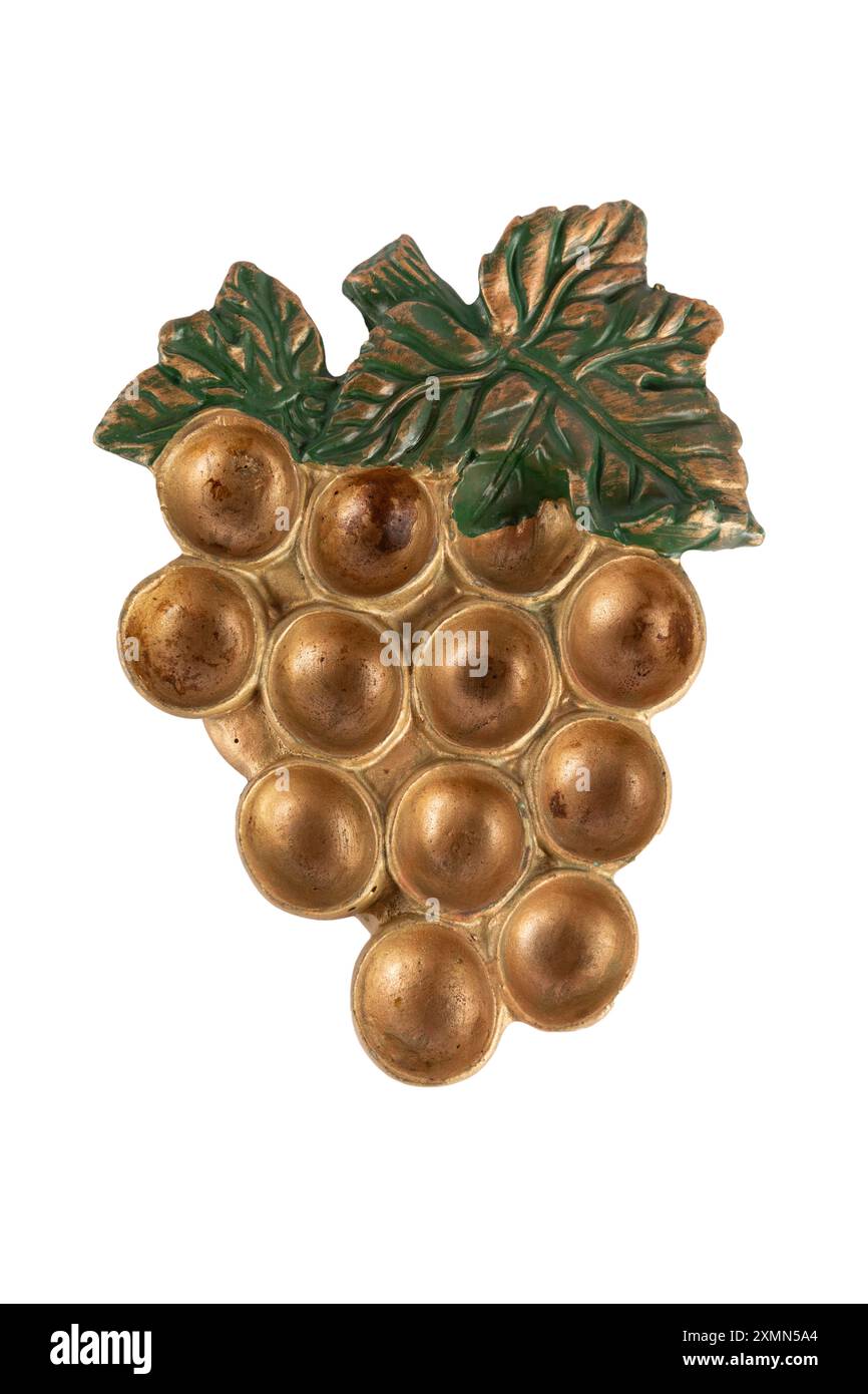 Grape tray new year celebration in spain, isolated white background ...