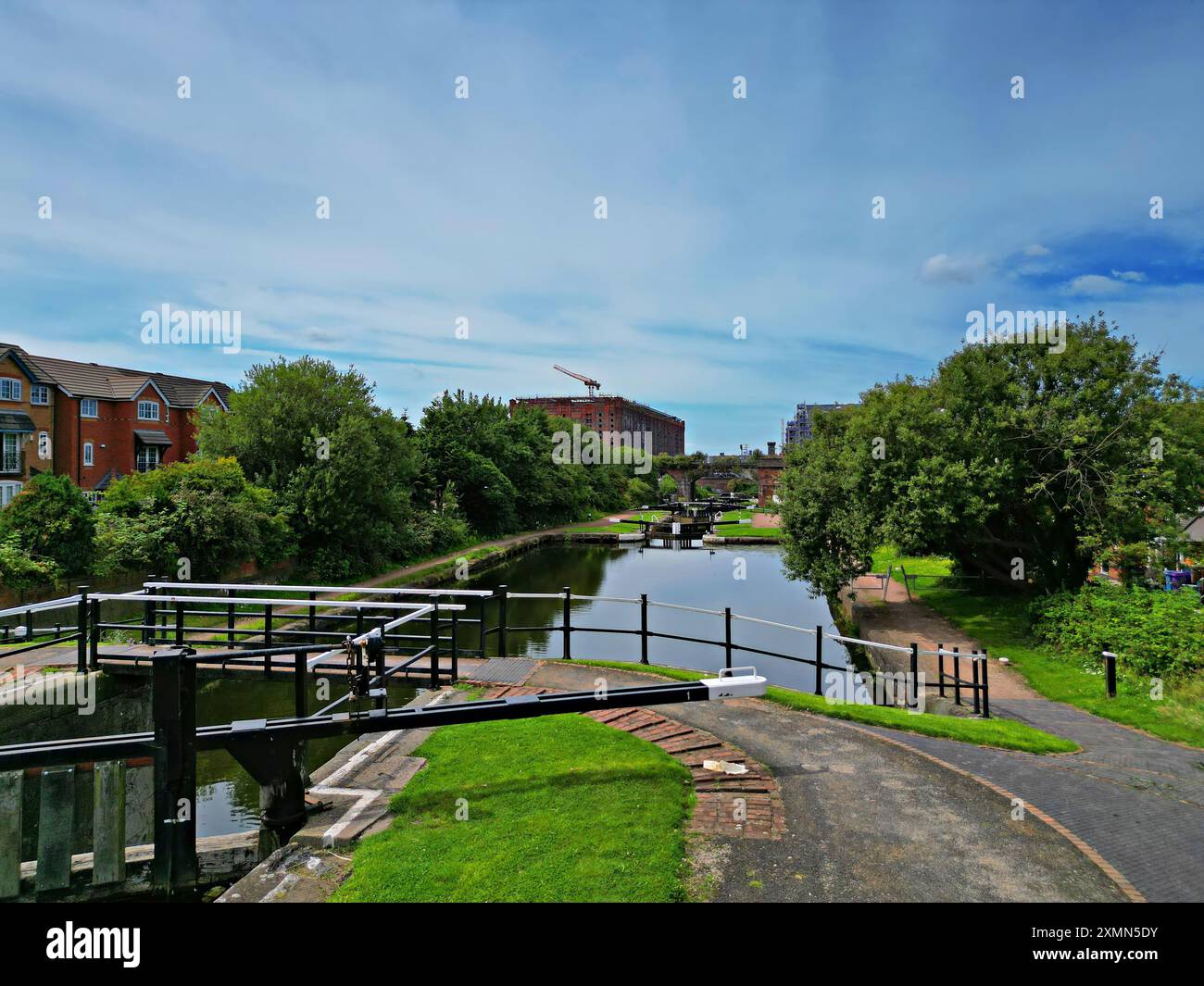 Elevated view of Stanley Flight, Grade II listed flight of four canal ...