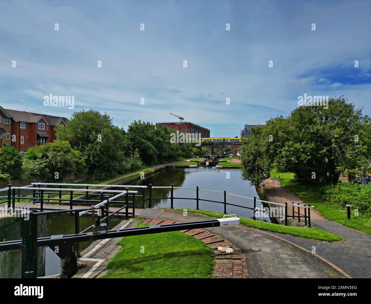 Elevated view of Stanley Flight, Grade II listed flight of four canal ...