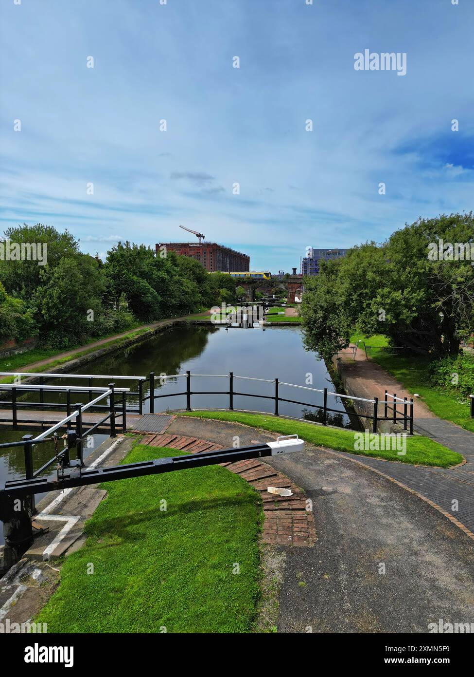 Elevated view of Stanley Flight, Grade II listed flight of four canal ...