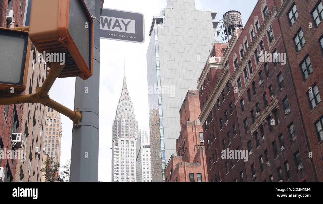New York City crossroad, Lexington street intersection road sign post ...