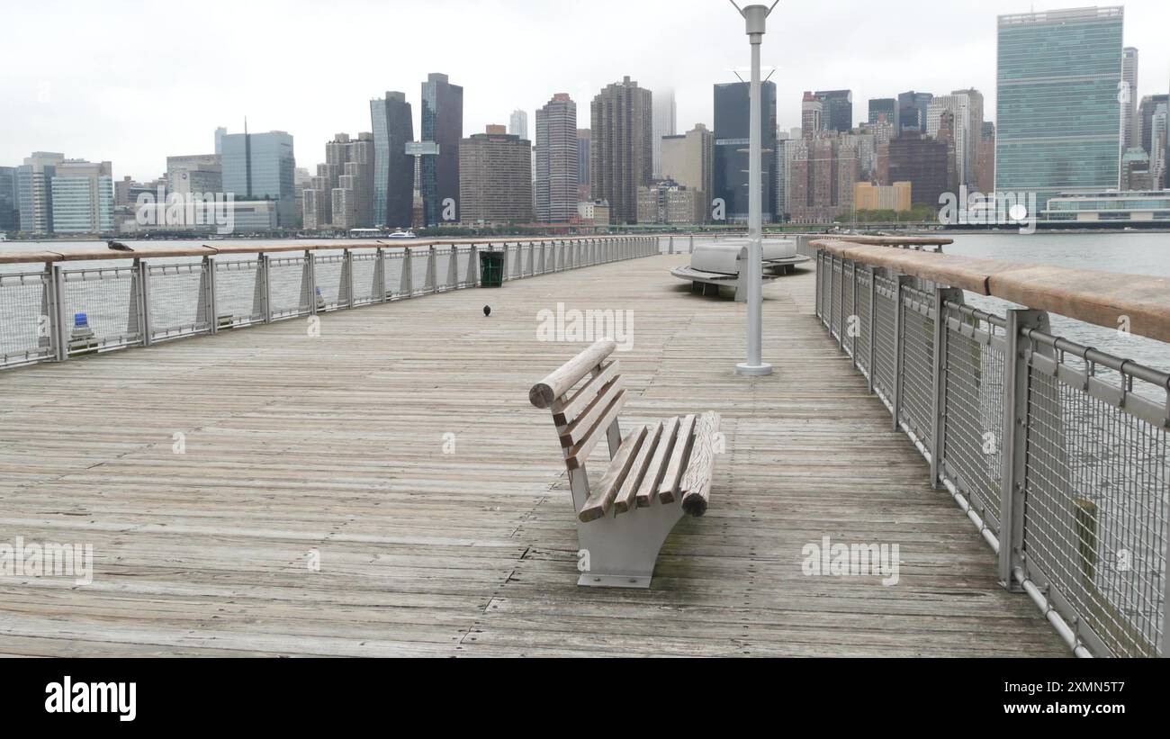 New York City waterfront skyline, Manhattan Midtown buildings ...