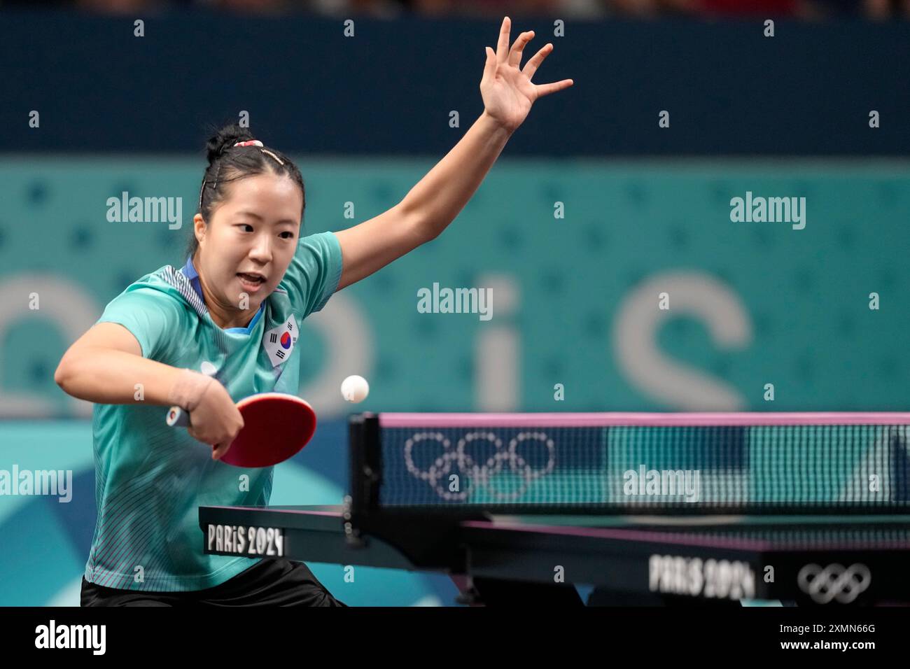 South Korea's Shin Yubin plays against Australia's Melissa Tapper ...