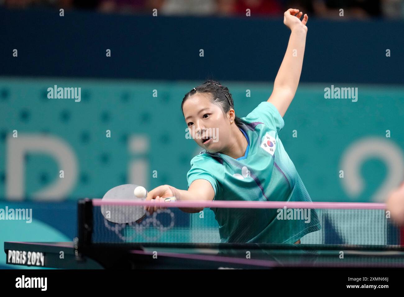 South Korea's Shin Yubin plays against Australia's Melissa Tapper ...
