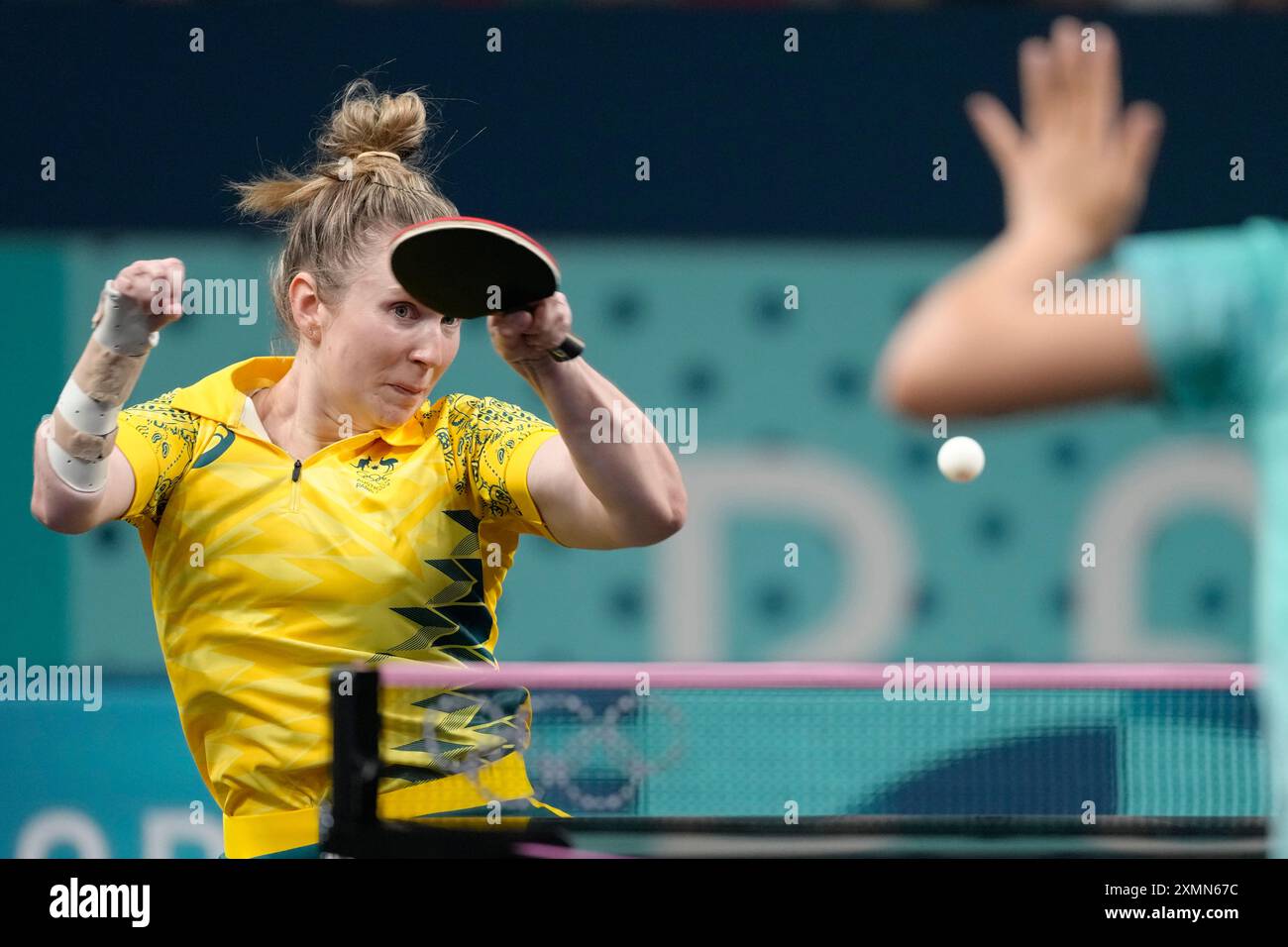 Australia's Melissa Tapper plays against South Korea's Shin Yubin ...