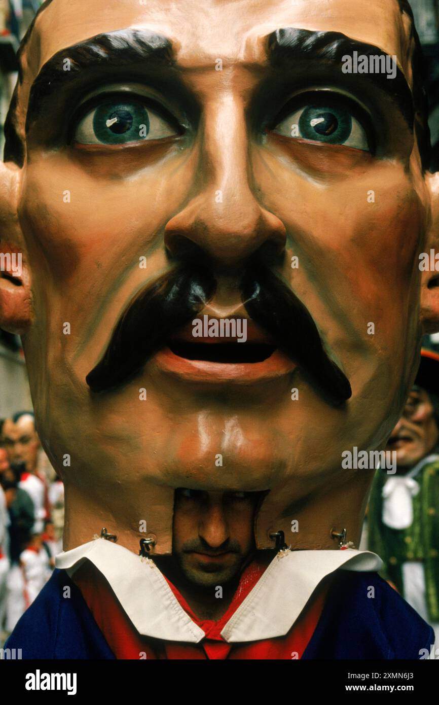 Giant head mask, San Fermin festival, Pamplona, Spain Stock Photo - Alamy
