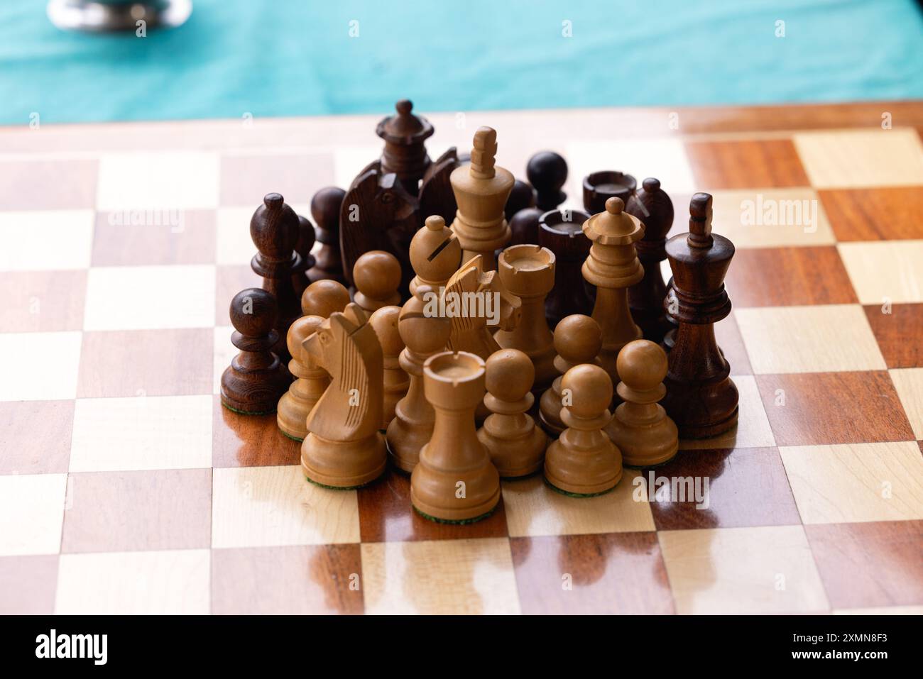 logic game of chess. on the chessboard in the center of attention is ...