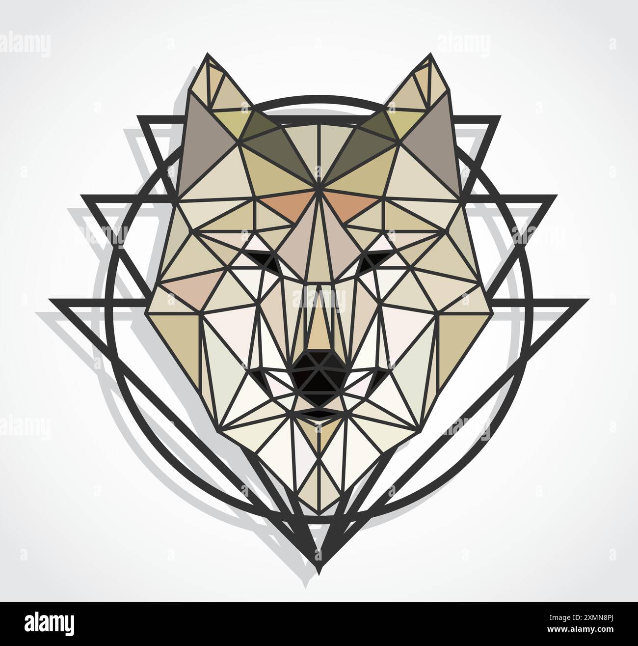 wolf head triangle geometric design illustration background Stock ...