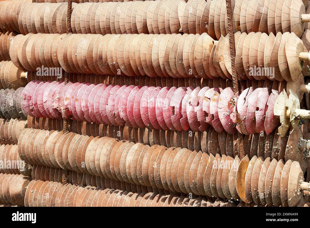 Plastic collecting cups for oyster spat fishing Stock Photo - Alamy