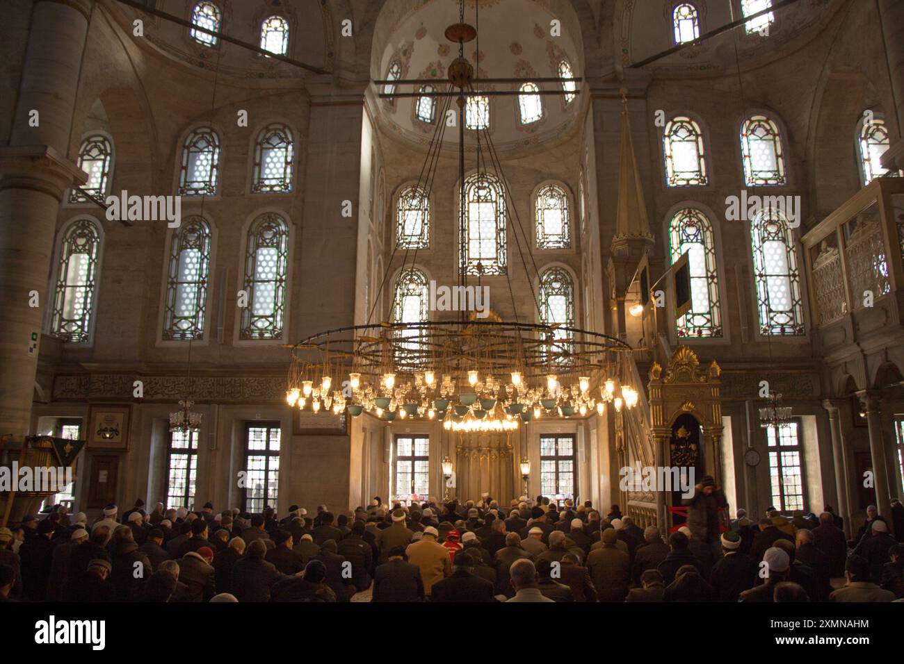 Interior of Ottoman time mosque with people in Istanbul Stock Photo - Alamy