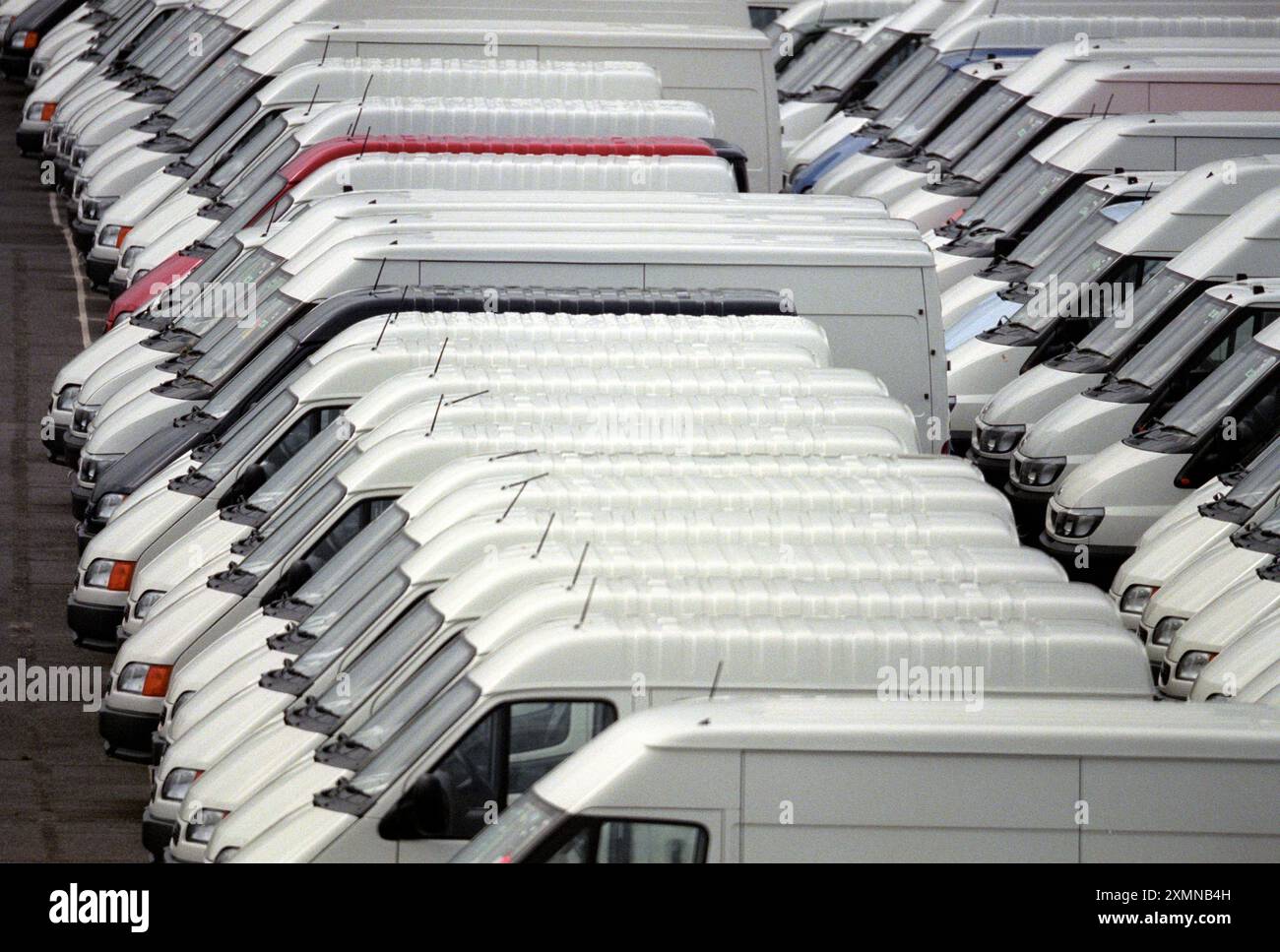 Rows of White Ford Transit Vans stand in Southampton Docks awaiting ...
