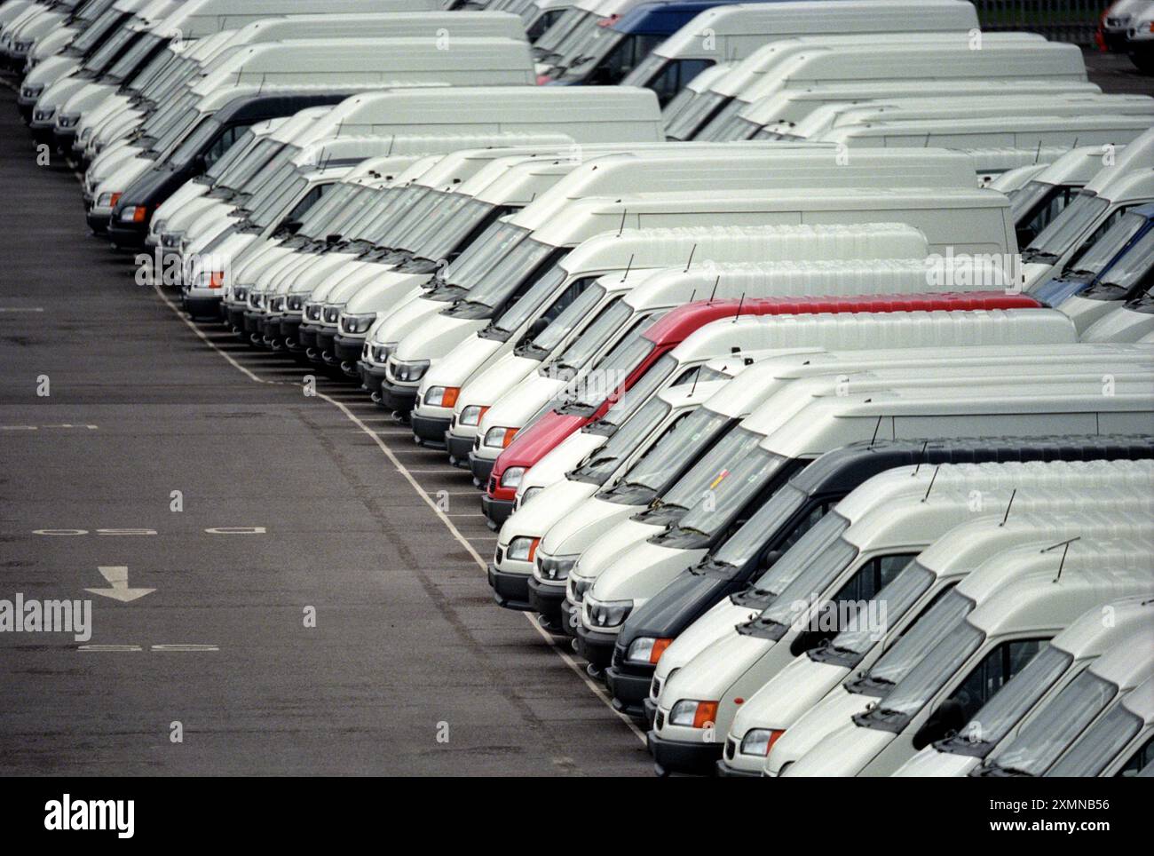 Rows of White Ford Transit Vans stand in Southampton Docks awaiting ...