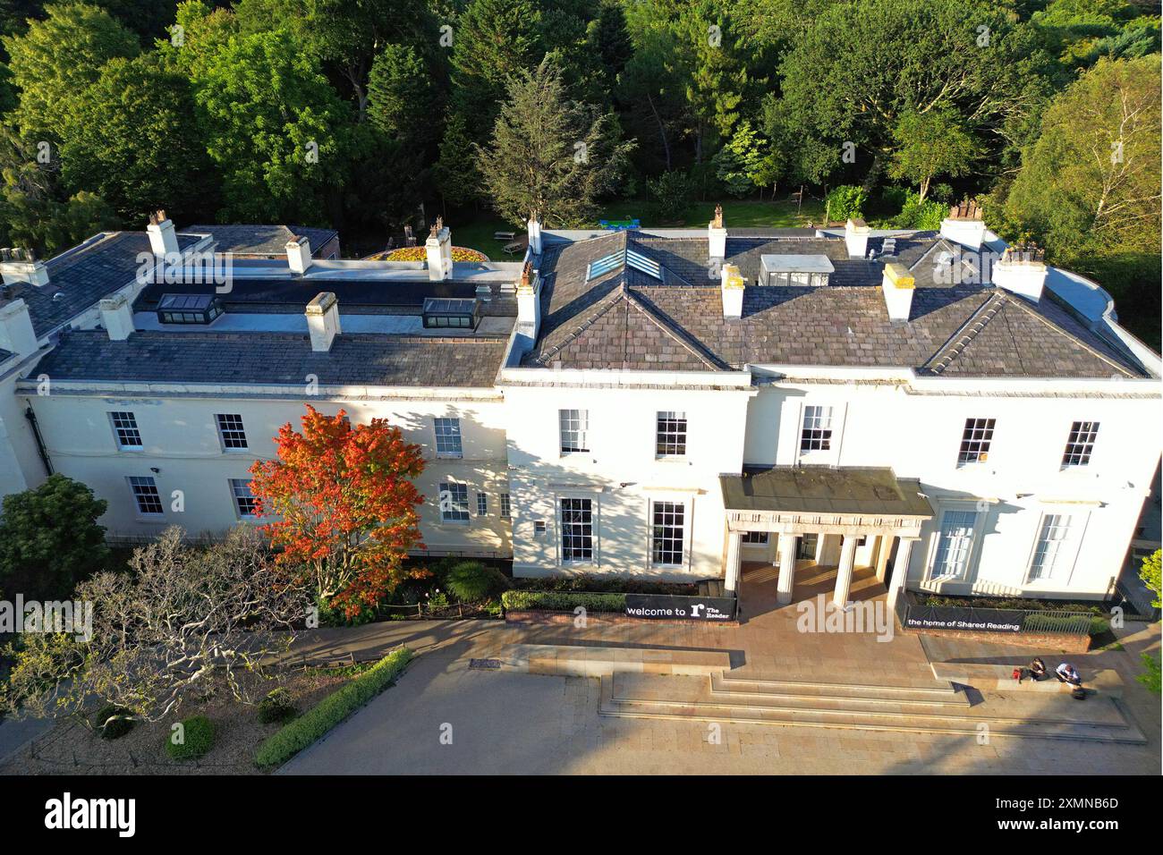 Aerial view of Calderstones Mansion House in Calderstones Park South ...