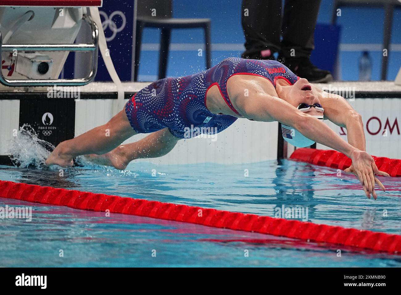 Paris, France. 29th July, 2024. Olympics, Paris 2024, 100 m backstroke ...
