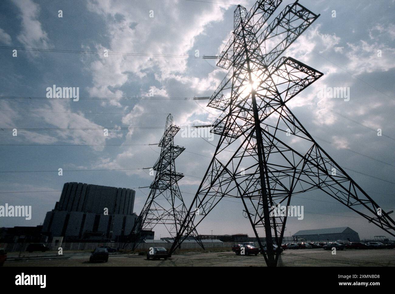 March of the pylons across the fields of Kent near the Nuclear Power ...