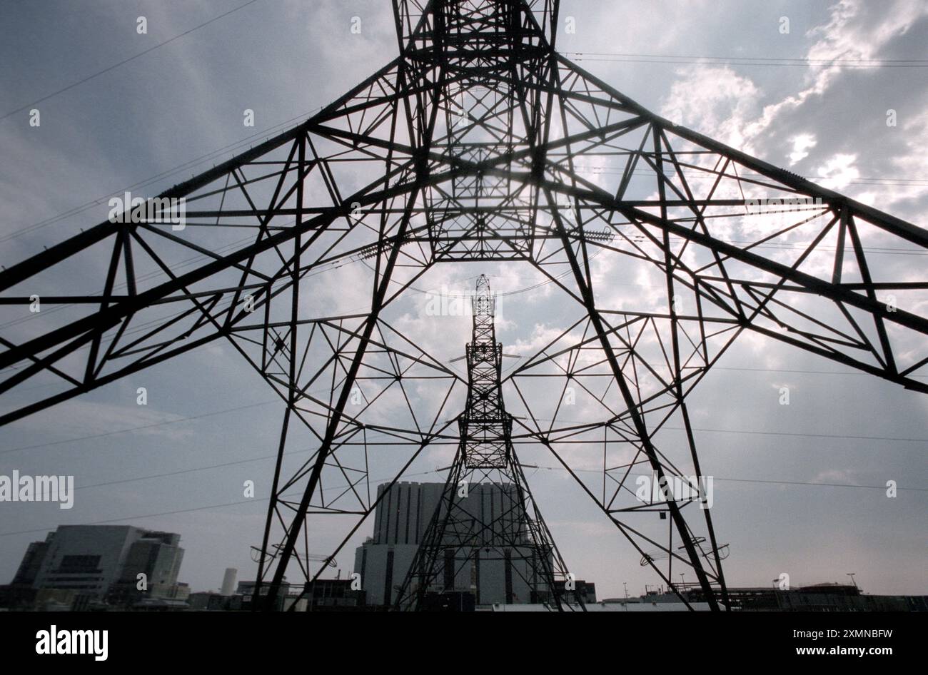 March of the pylons across the fields of Kent near the Nuclear Power ...