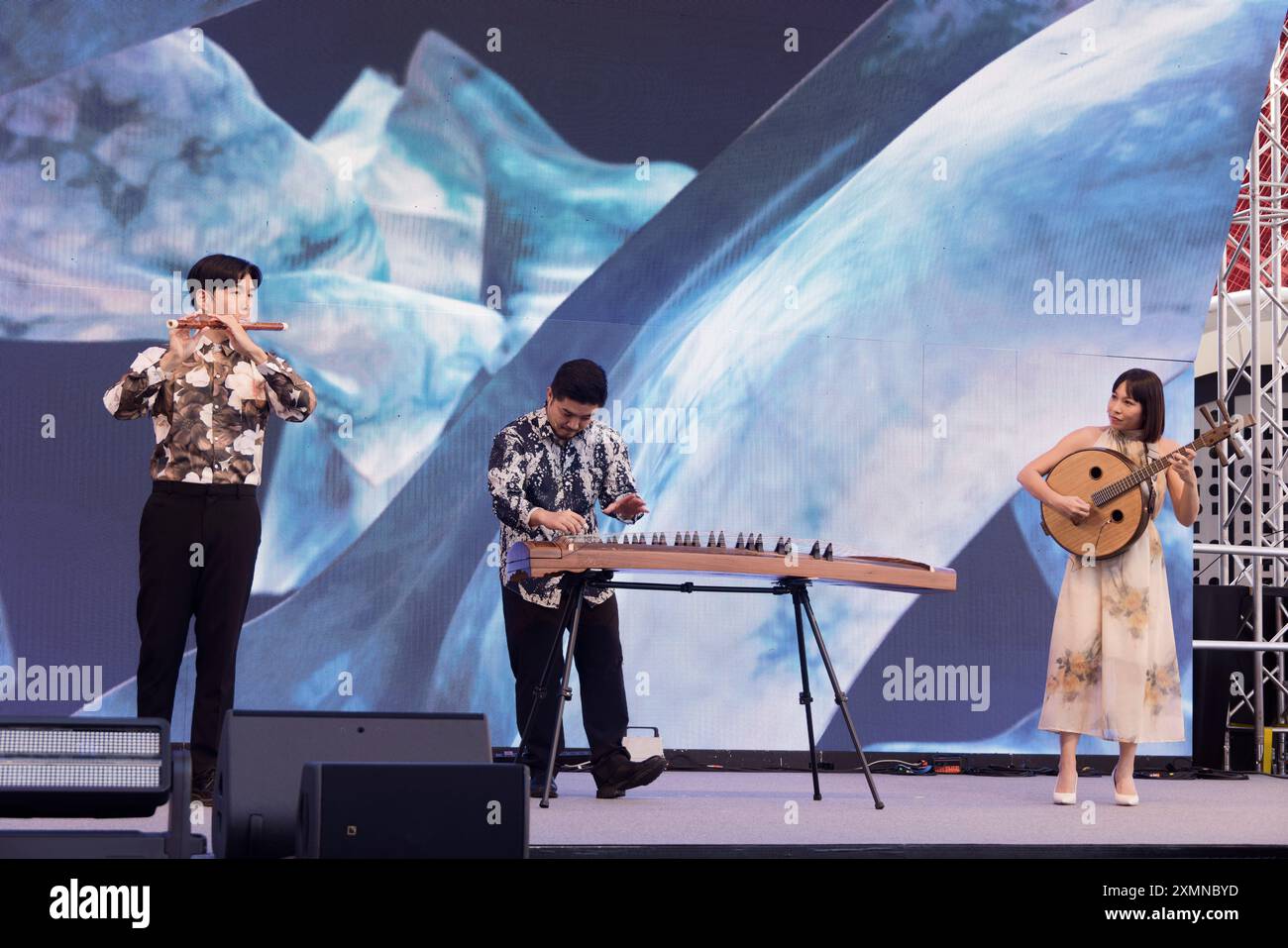 Paris, France. 28th July, 2024. 3 PEOPLE MUSIC, a creative trio of ...