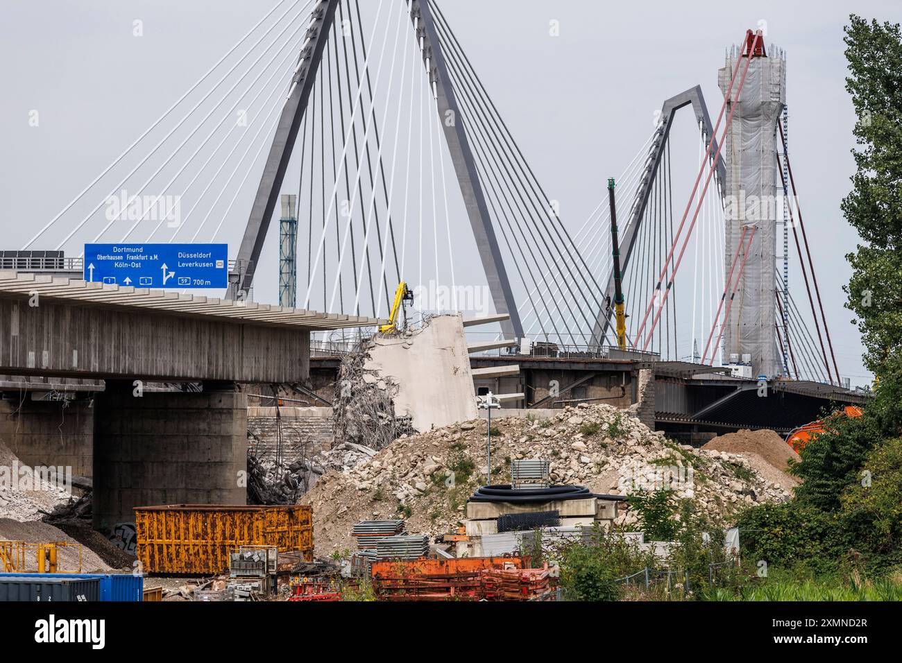 construction site of the new river Rhine bridge of the Autobahn A1 ...
