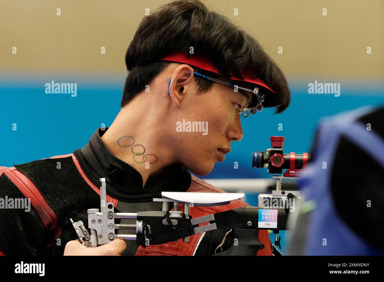 South Korea's Choe Daehan with Olympic rings tattooed on his neck ...