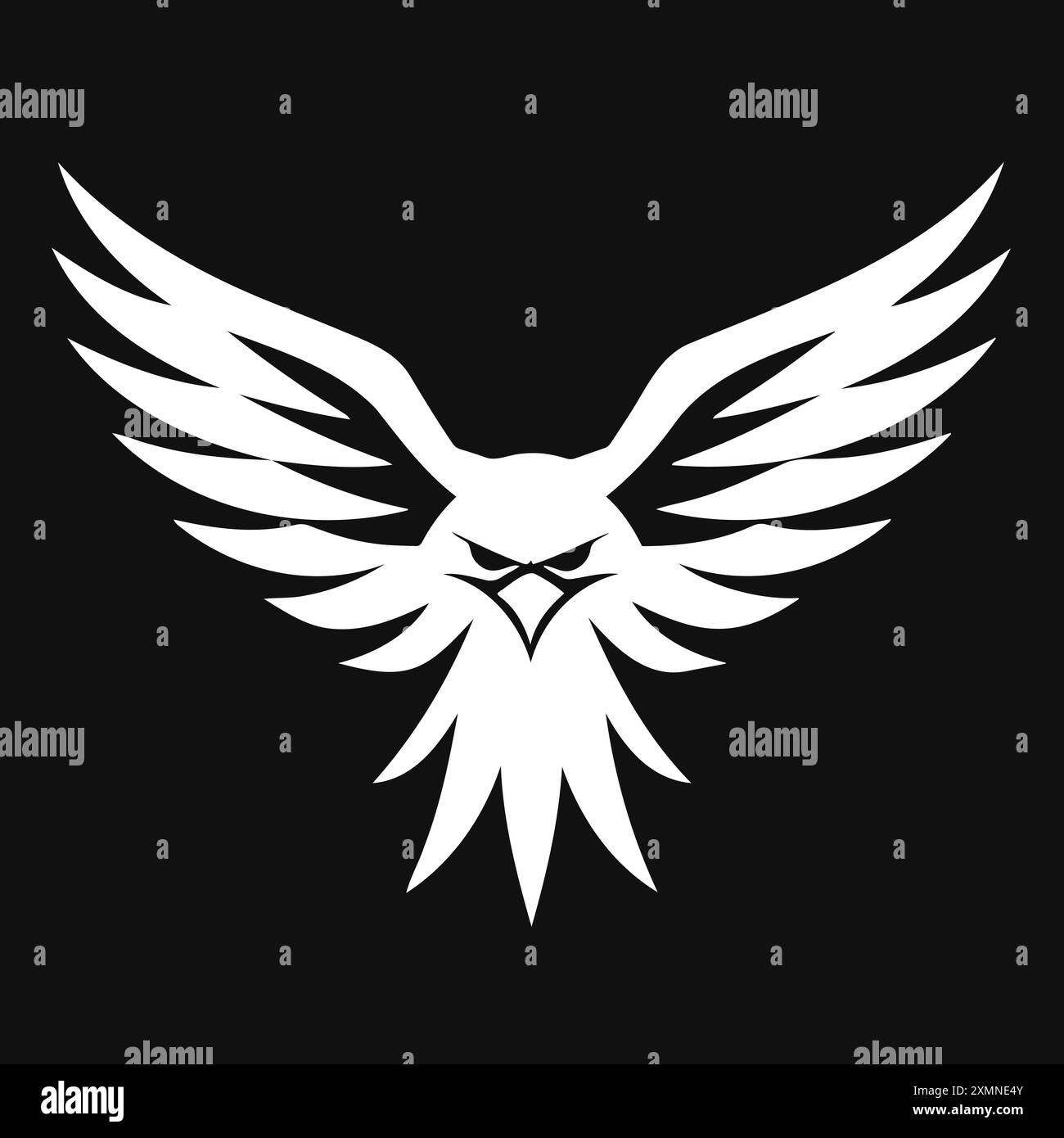 Abstract owl with wings spread in black and white Stock Vector Image ...