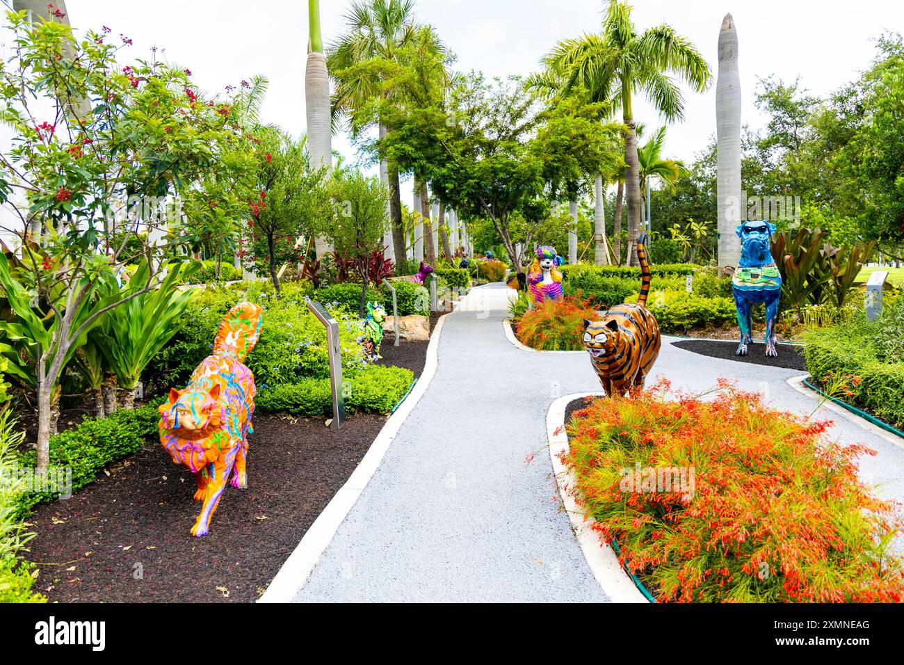 Colourful sculptures at the Dogs and Cats Walkway and Sculpture Gardens ...