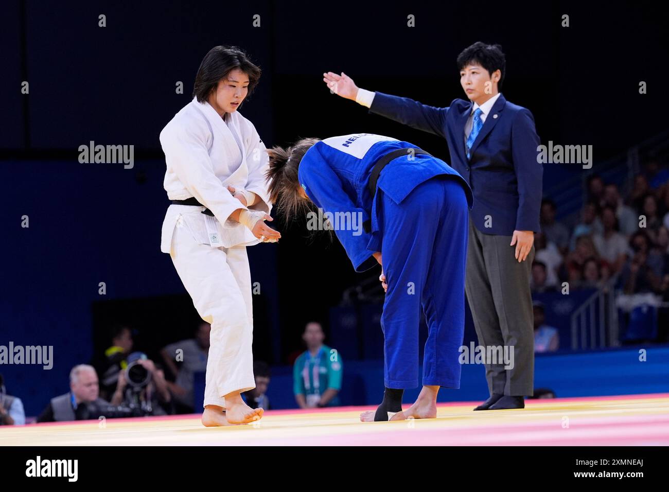 South Korea's Mimi Huh and Israel's Timna Nelson-Levy, right, after ...