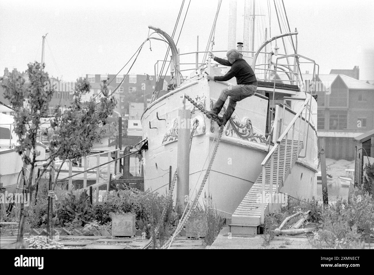 David Hewer of Customs and Excise inspecting Vigilant, a 1902 steam and ...