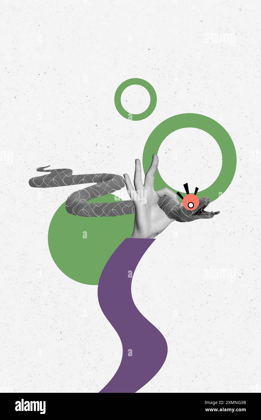 Vertical photo cartoon comics sketch collage picture of arm catching ...