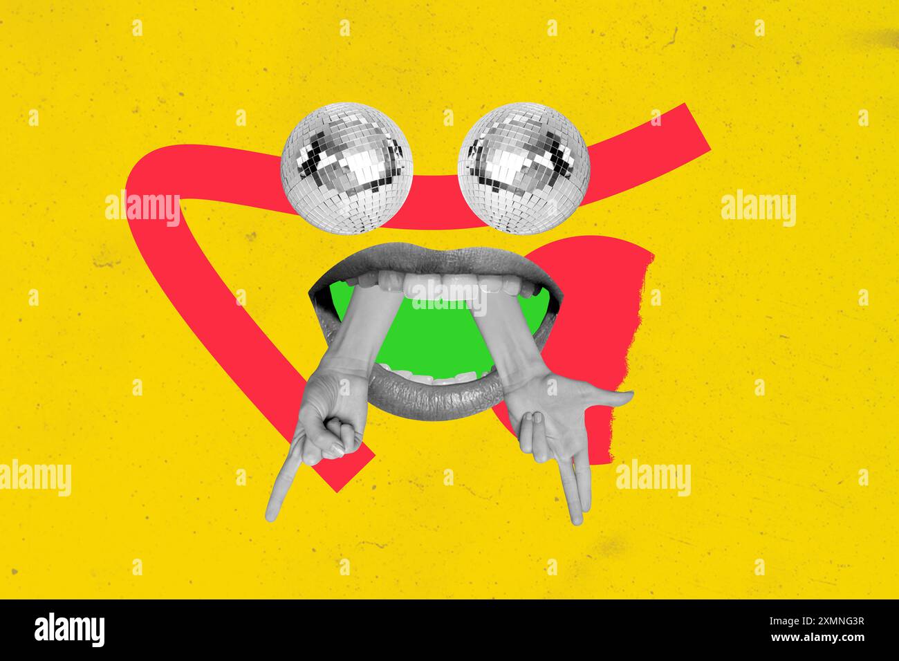 Collage artwork graphics picture of funny weird face arms gestures ...