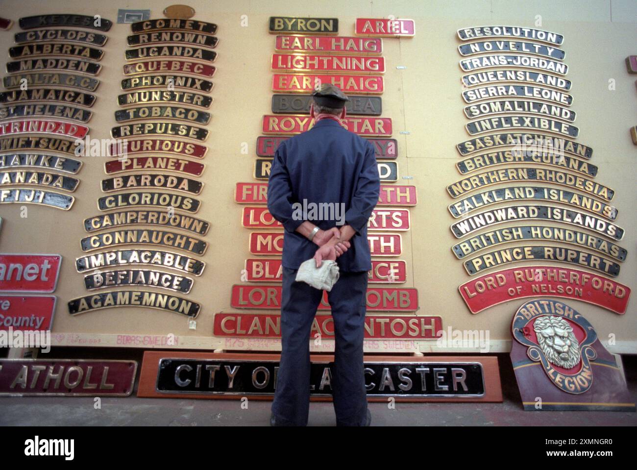 Crewe railway works held an exhibition of steam locomotive nameplates ...