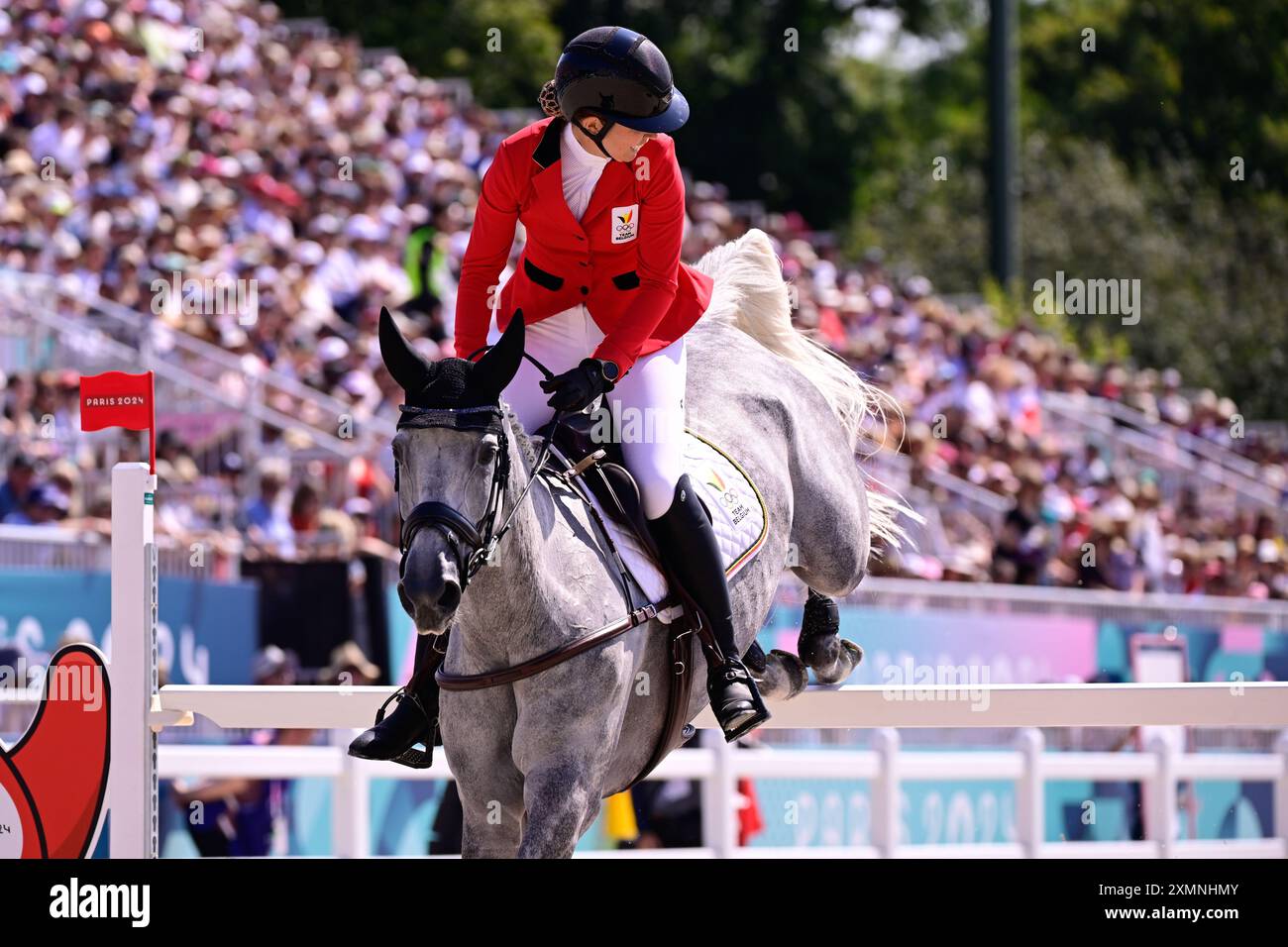 Versailles, France. 29th July, 2024. Belgian Tine Magnus and her horse ...