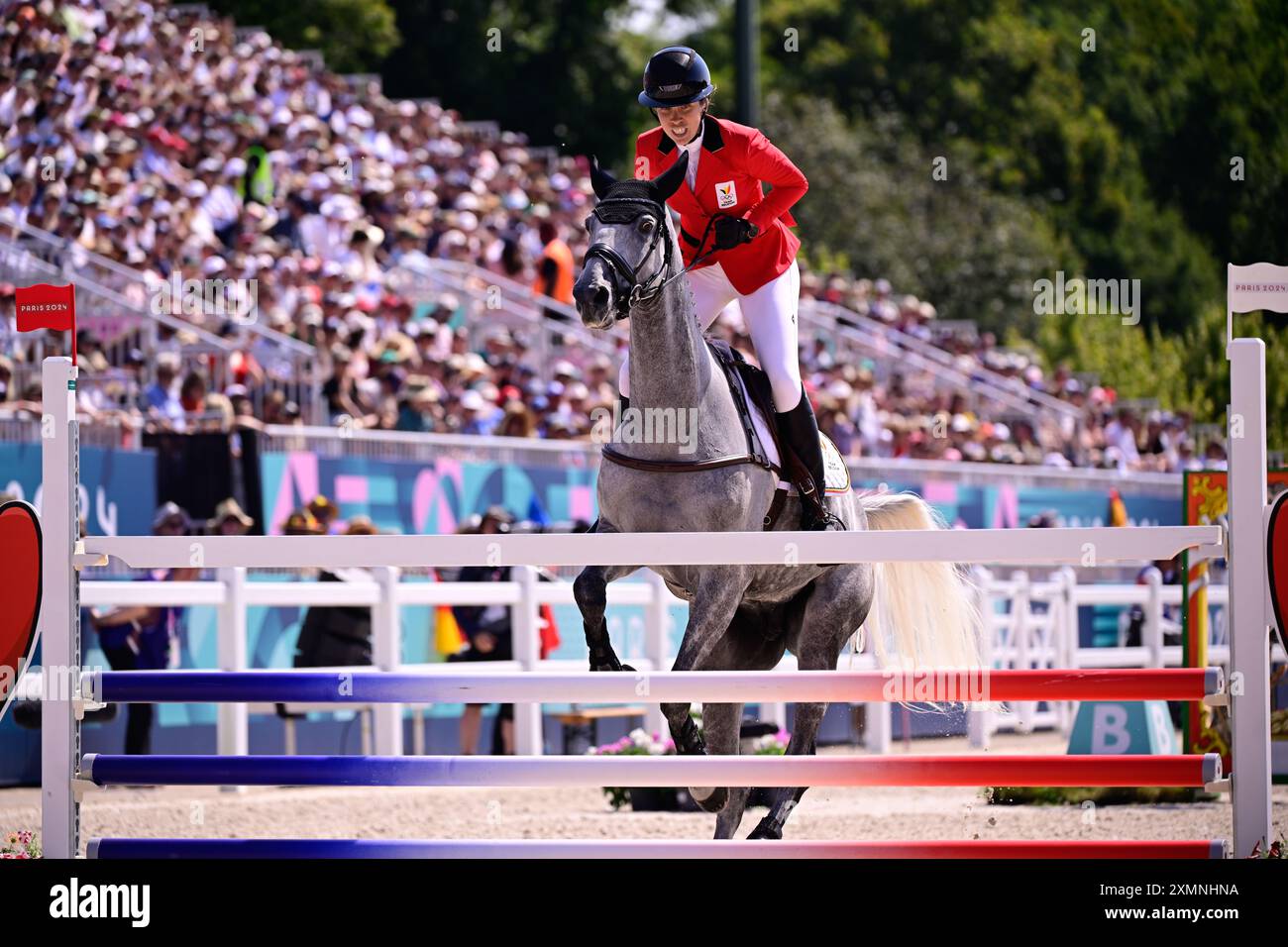 Versailles, France. 29th July, 2024. Belgian Tine Magnus and her horse ...