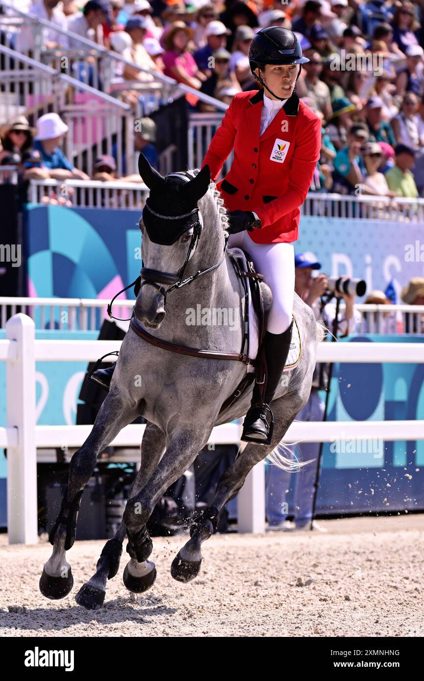 Versailles, France. 29th July, 2024. Belgian Tine Magnus and her horse ...