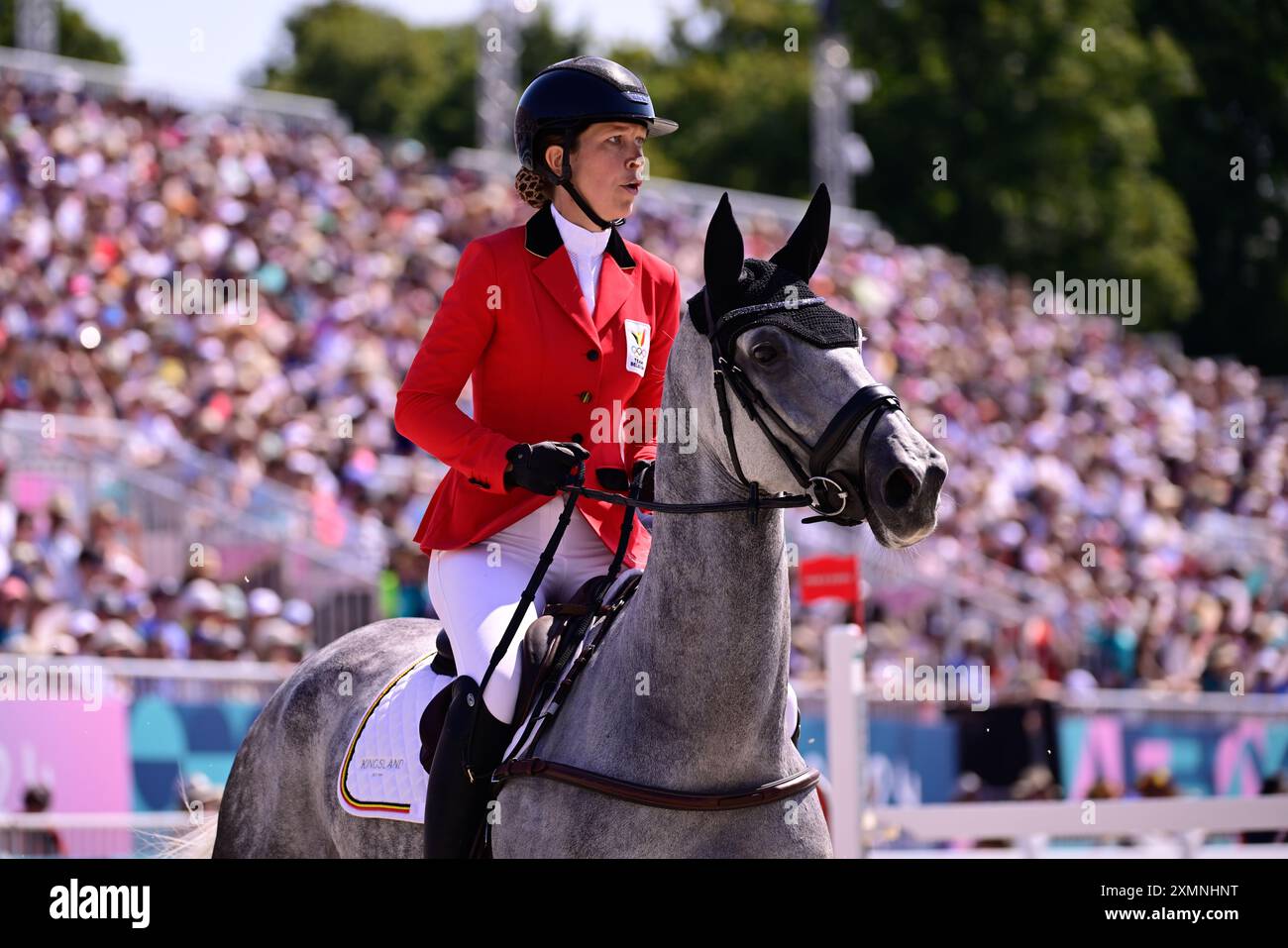 Versailles, France. 29th July, 2024. Belgian Tine Magnus and her horse ...