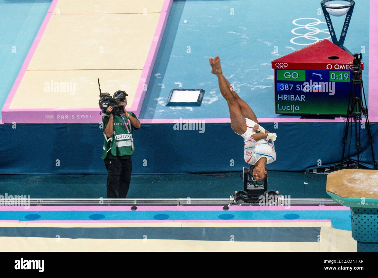 Paris, France. 28th July, 2024. French gymnast Melanie De Jesus Dos ...