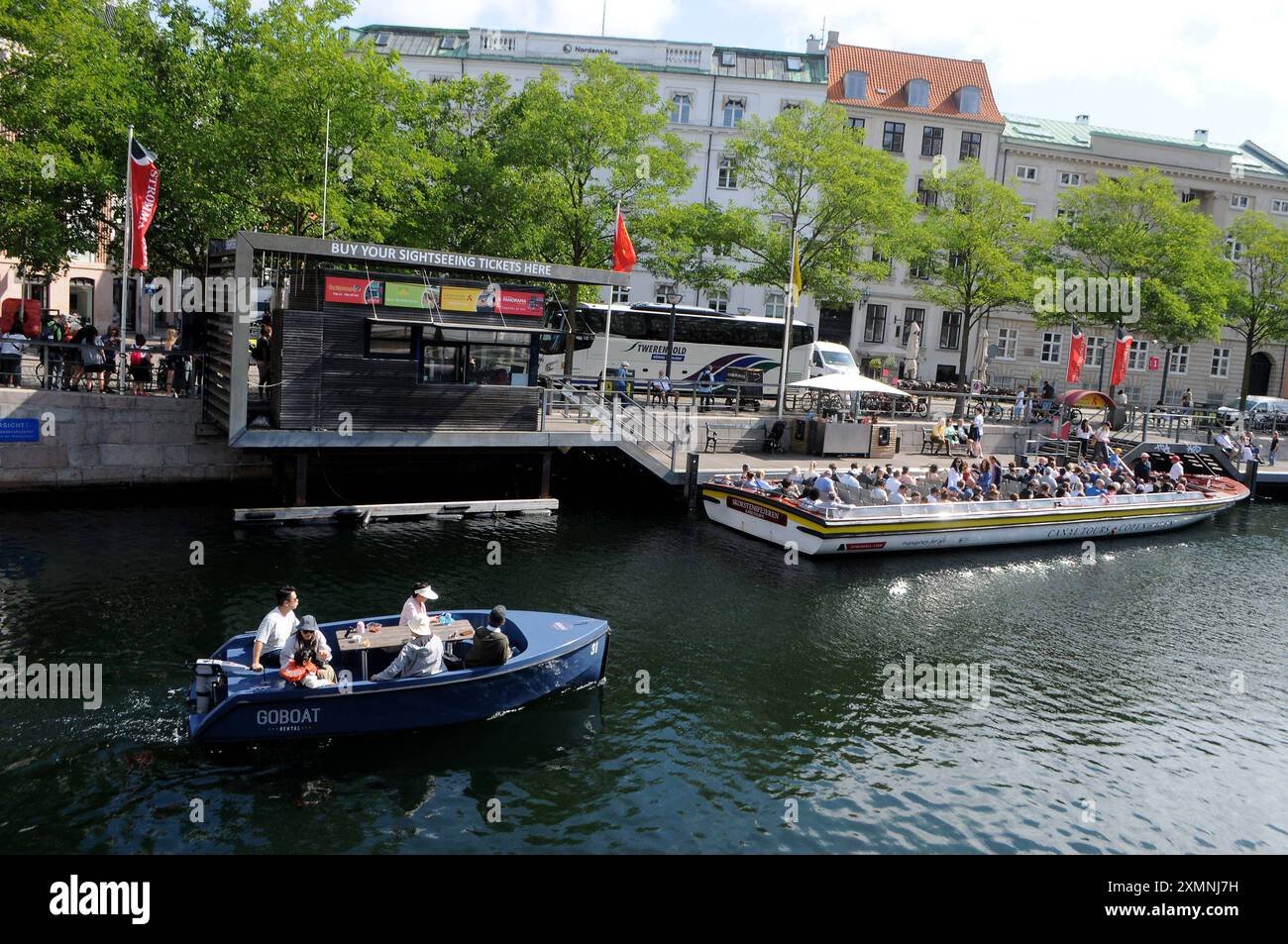 Copenhagen/ Denmark/29 July 2024/ Travelers boat ride canal tours ...