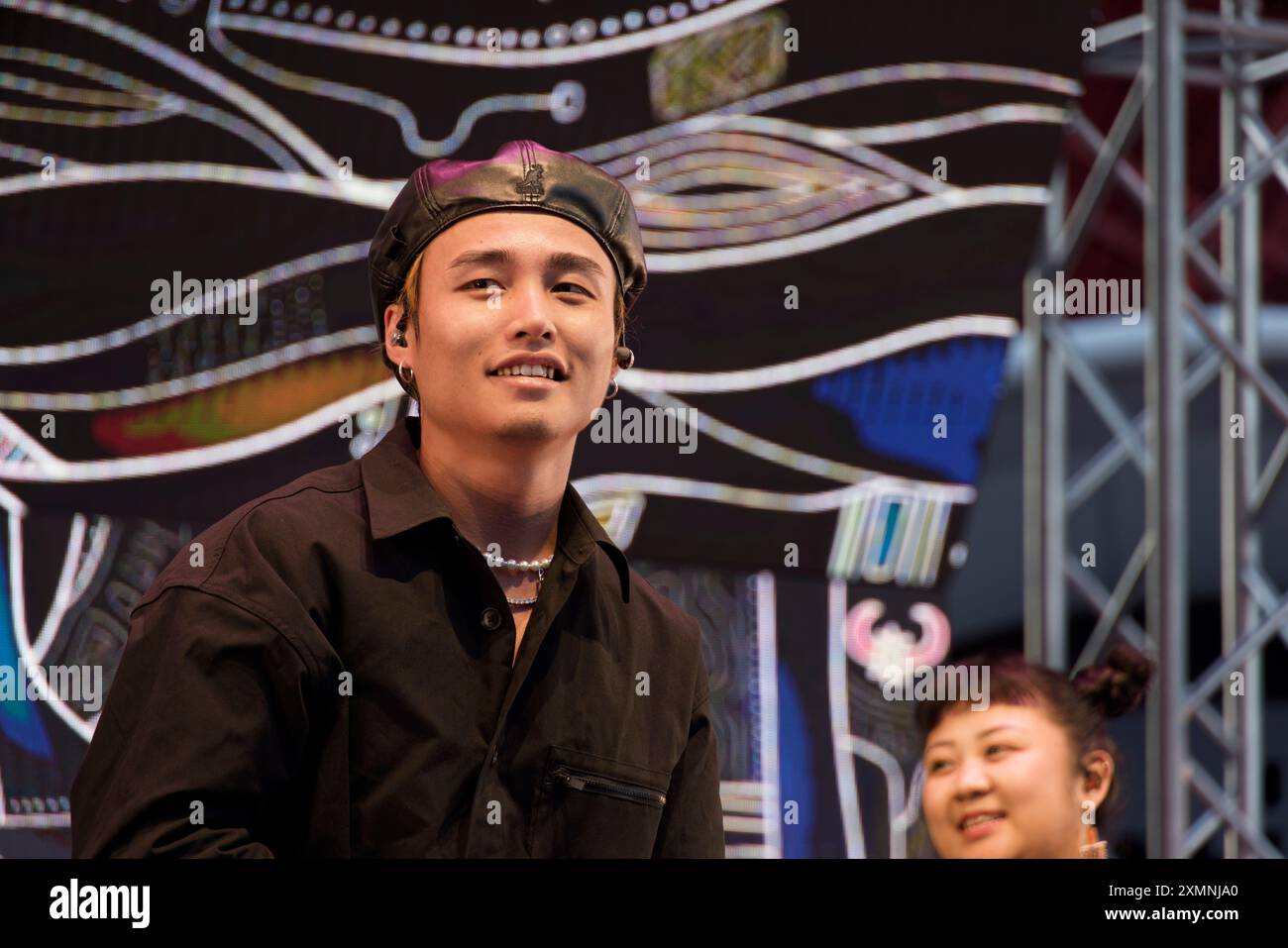 Paris, France. 28th July, 2024. Abao performs on stage on July 28, 2024 ...