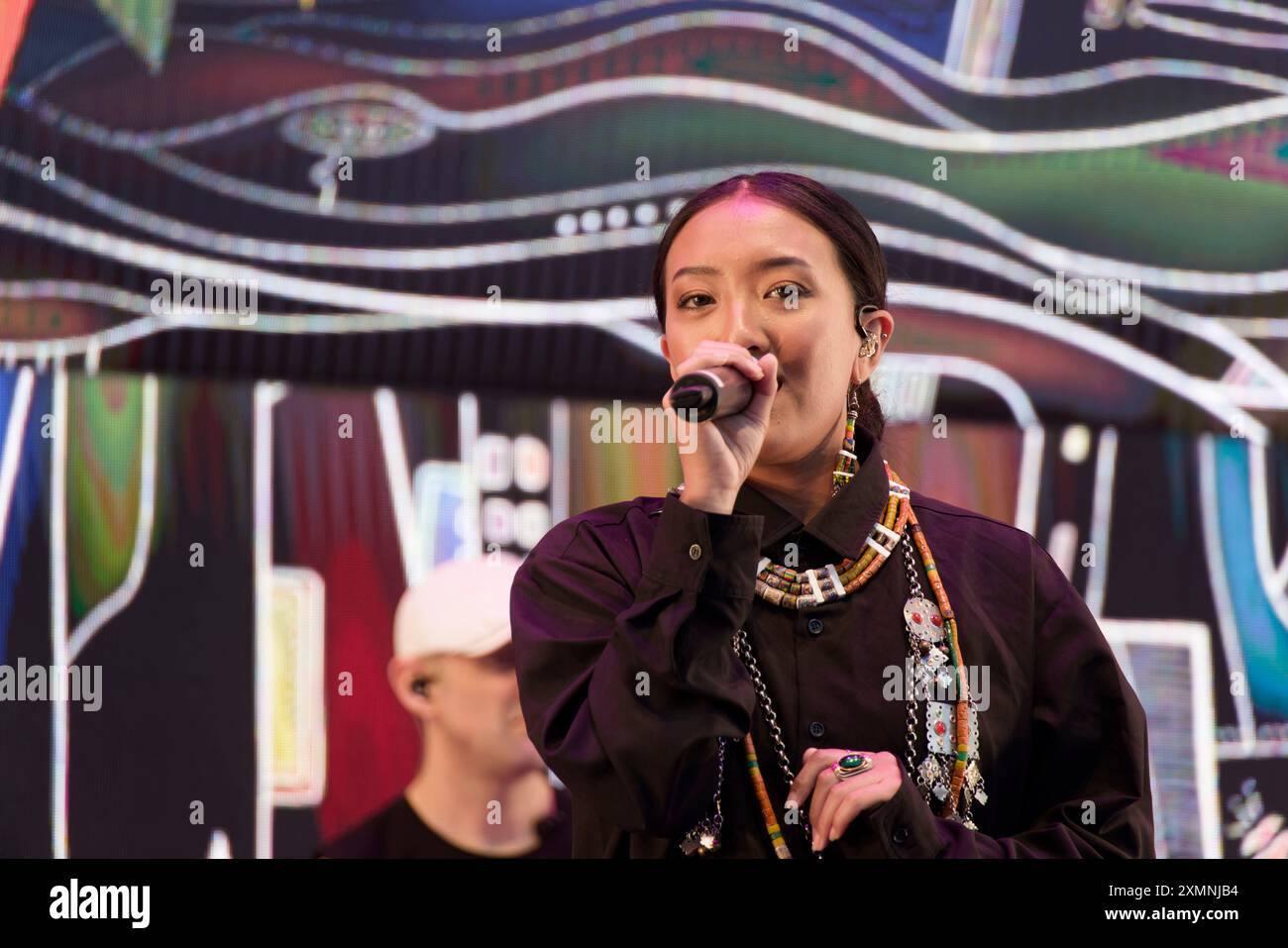 Paris, France. 28th July, 2024. Abao performs on stage on July 28, 2024 ...