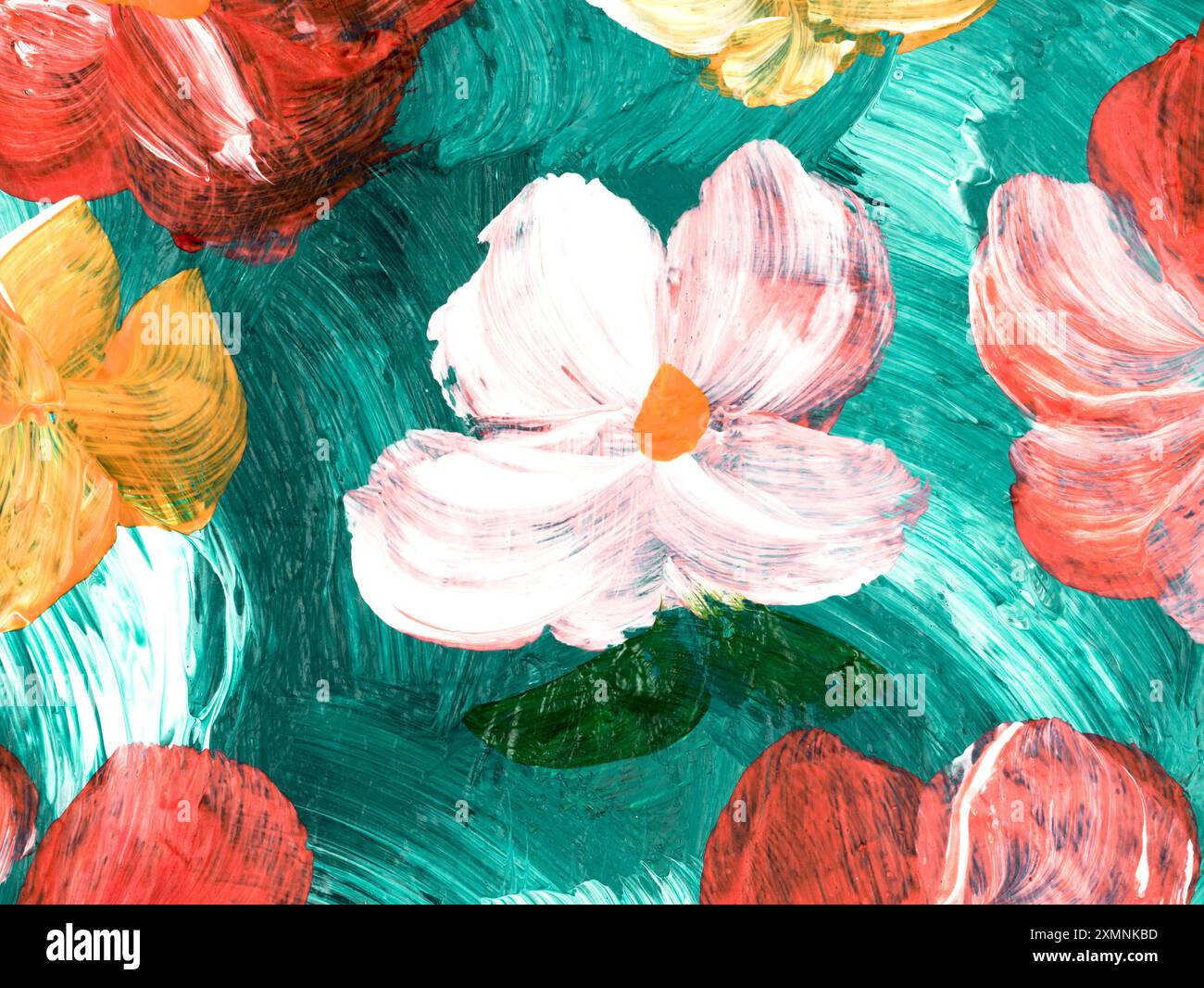 Abstract flower, original hand drawn, impressionism style, color ...