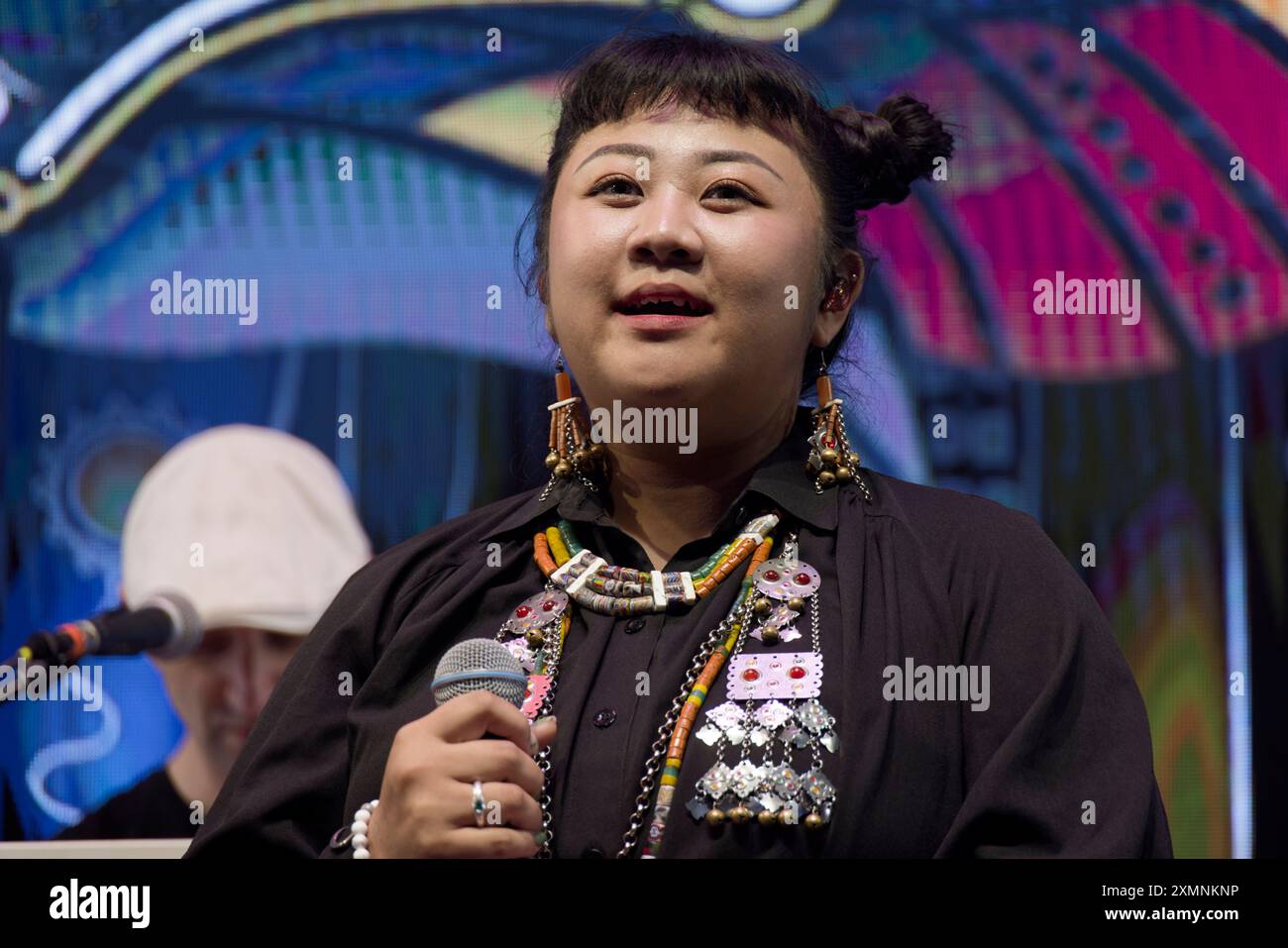 Paris, France. 28th July, 2024. Abao performs on stage on July 28, 2024 ...