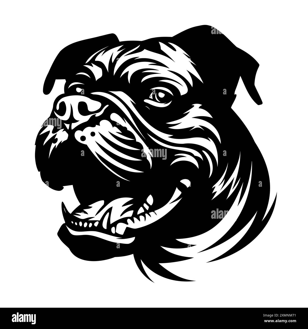 Bulldog face illustration in black and white Stock Vector Image & Art ...