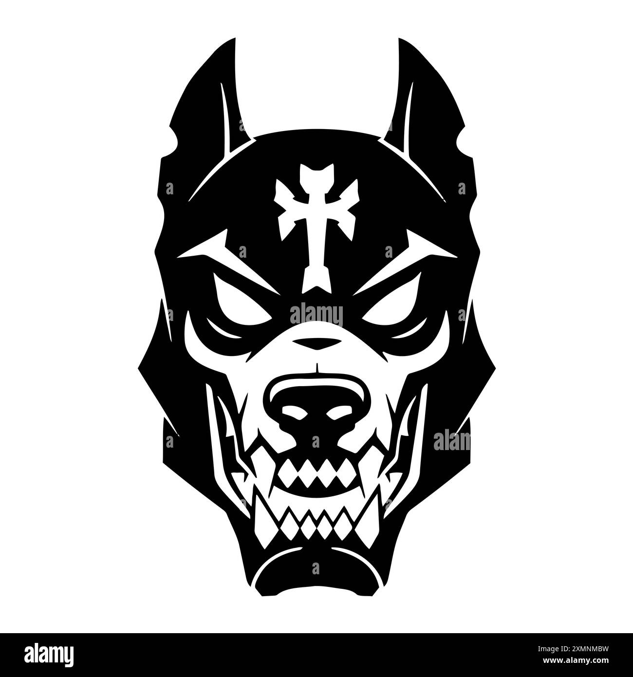 Aggressive wolf face with cross tattoo design Stock Vector Image & Art ...