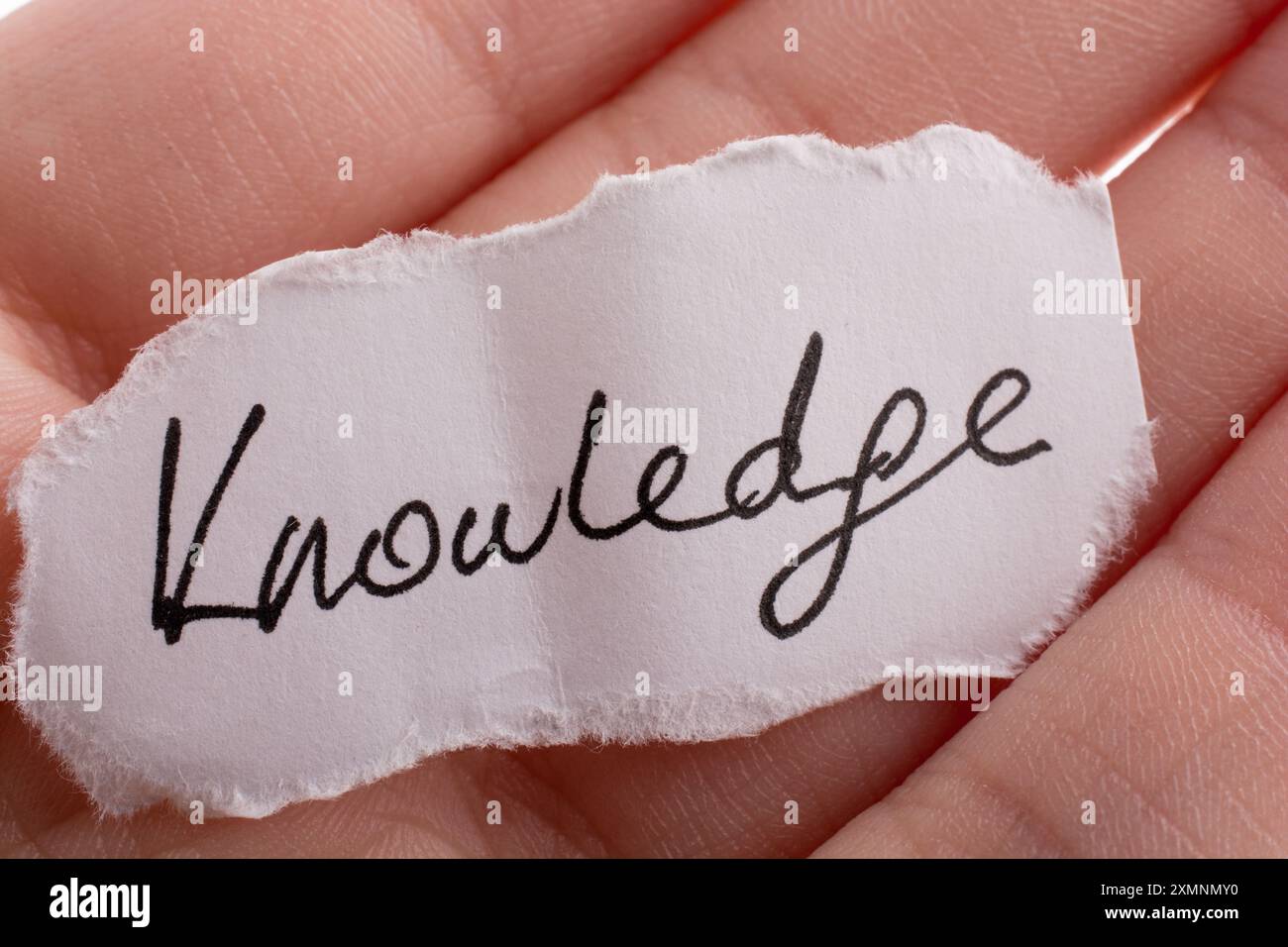 Knowledge written torn paper on a white background Stock Photo - Alamy
